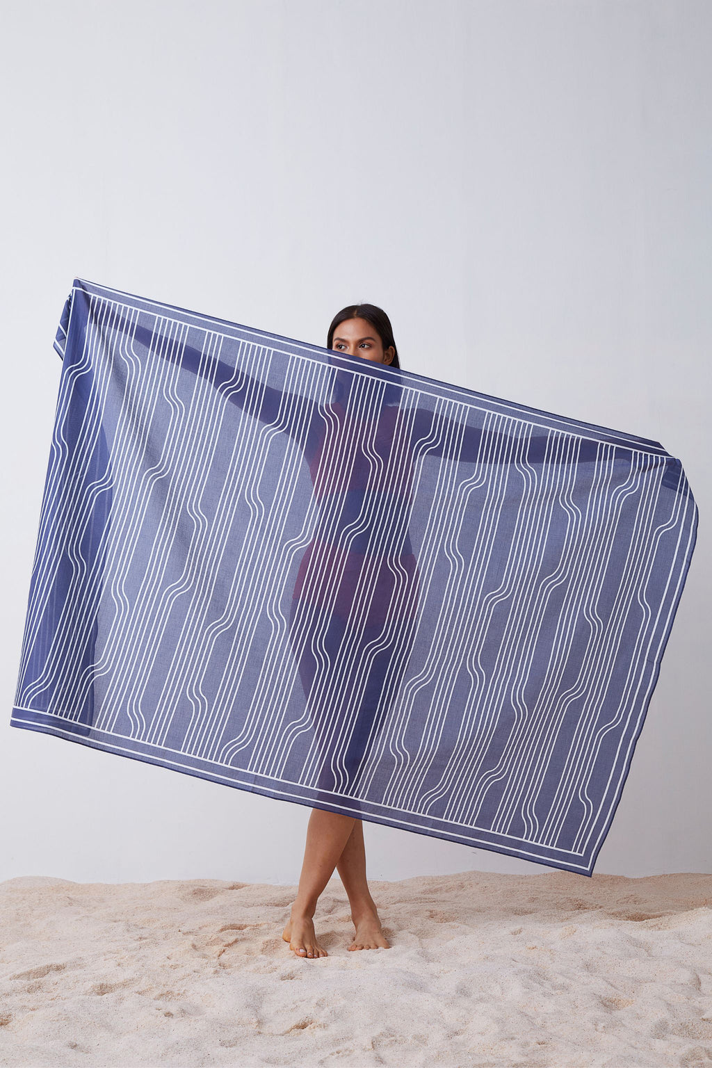 Window Pane Print Sarong - Blue and White – The Summer House